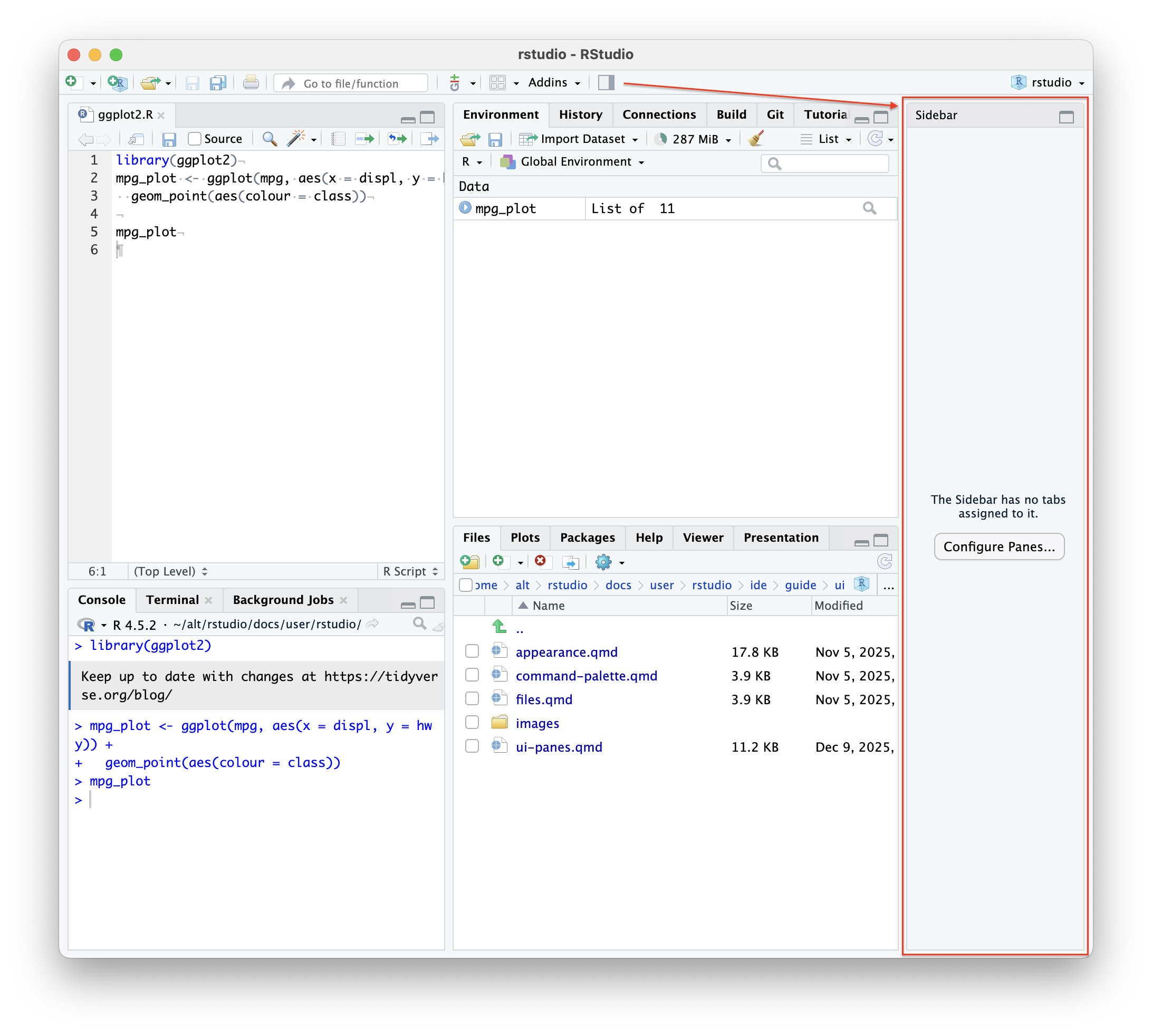 Pane Layout – RStudio User Guide