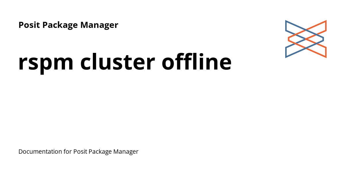 rspm cluster offline - Posit Package Manager